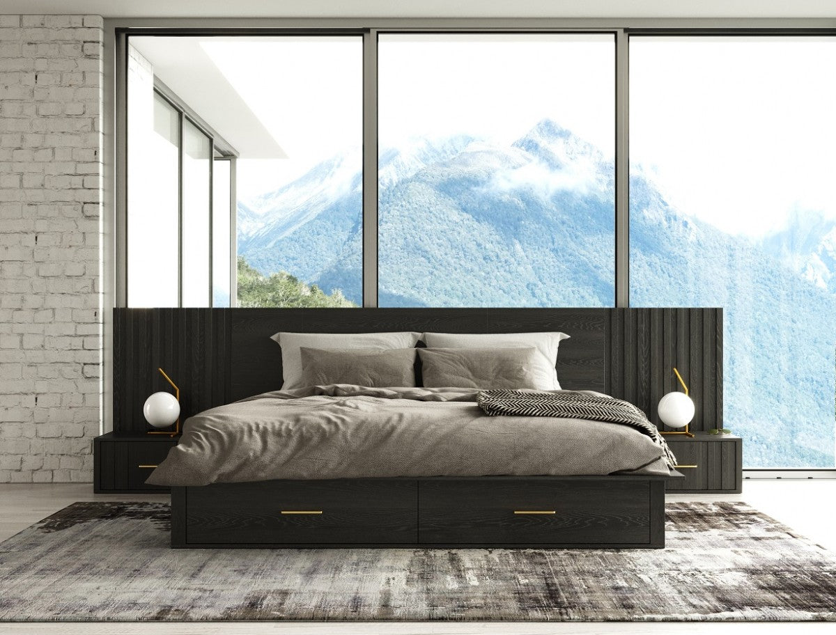 Dark grey wooden bed store